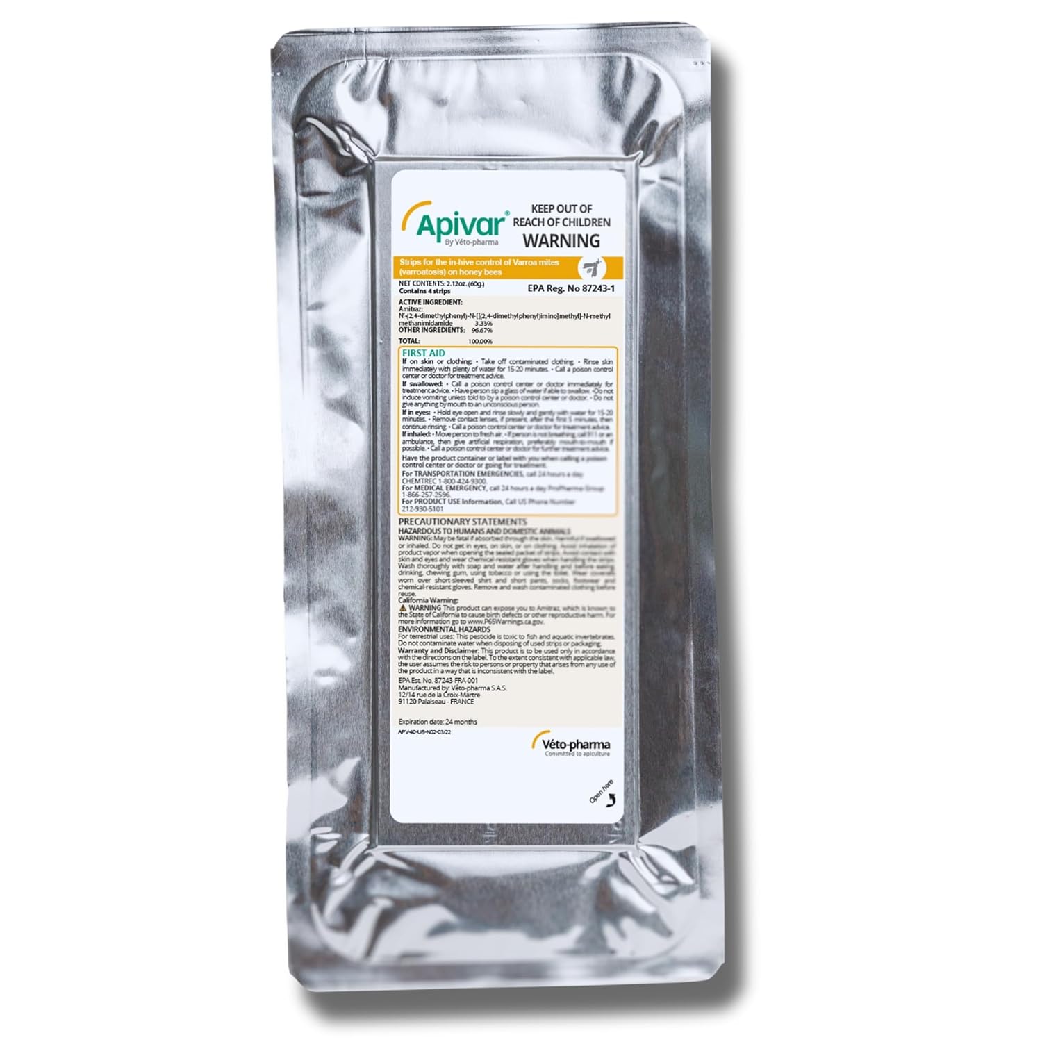 Amazon.com: Apivar Varroa Mite Treatment with Easy Rip Strips for ...