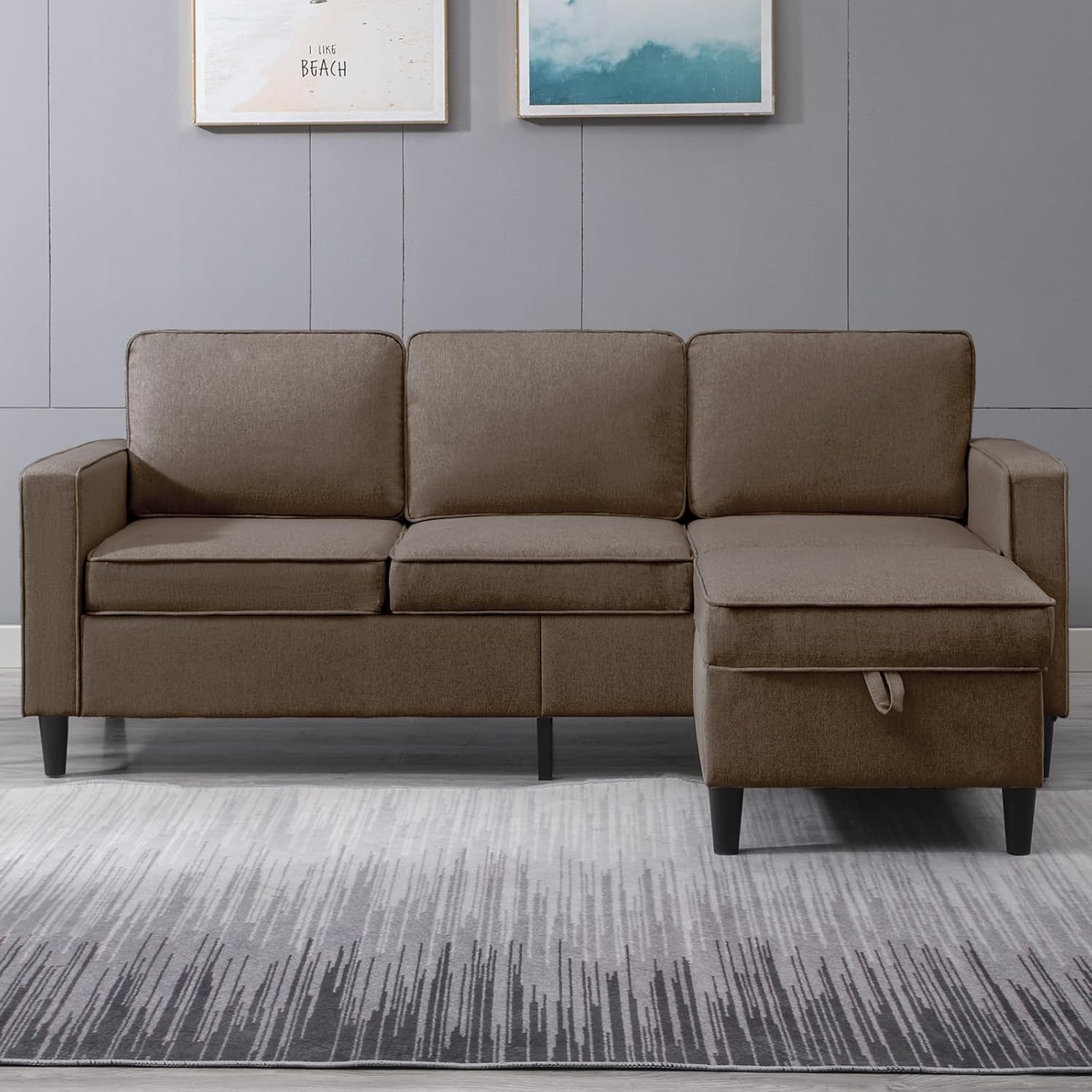 Amazon.com: PUREMIND L Shape Sectional Sofa for Living Room, 3 Seater L ...