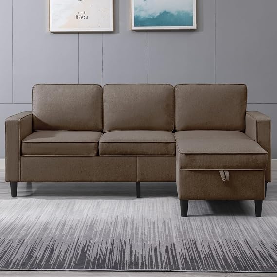 Amazon.com: PUREMIND L Shape Sectional Sofa for Living Room, 3 Seater L ...