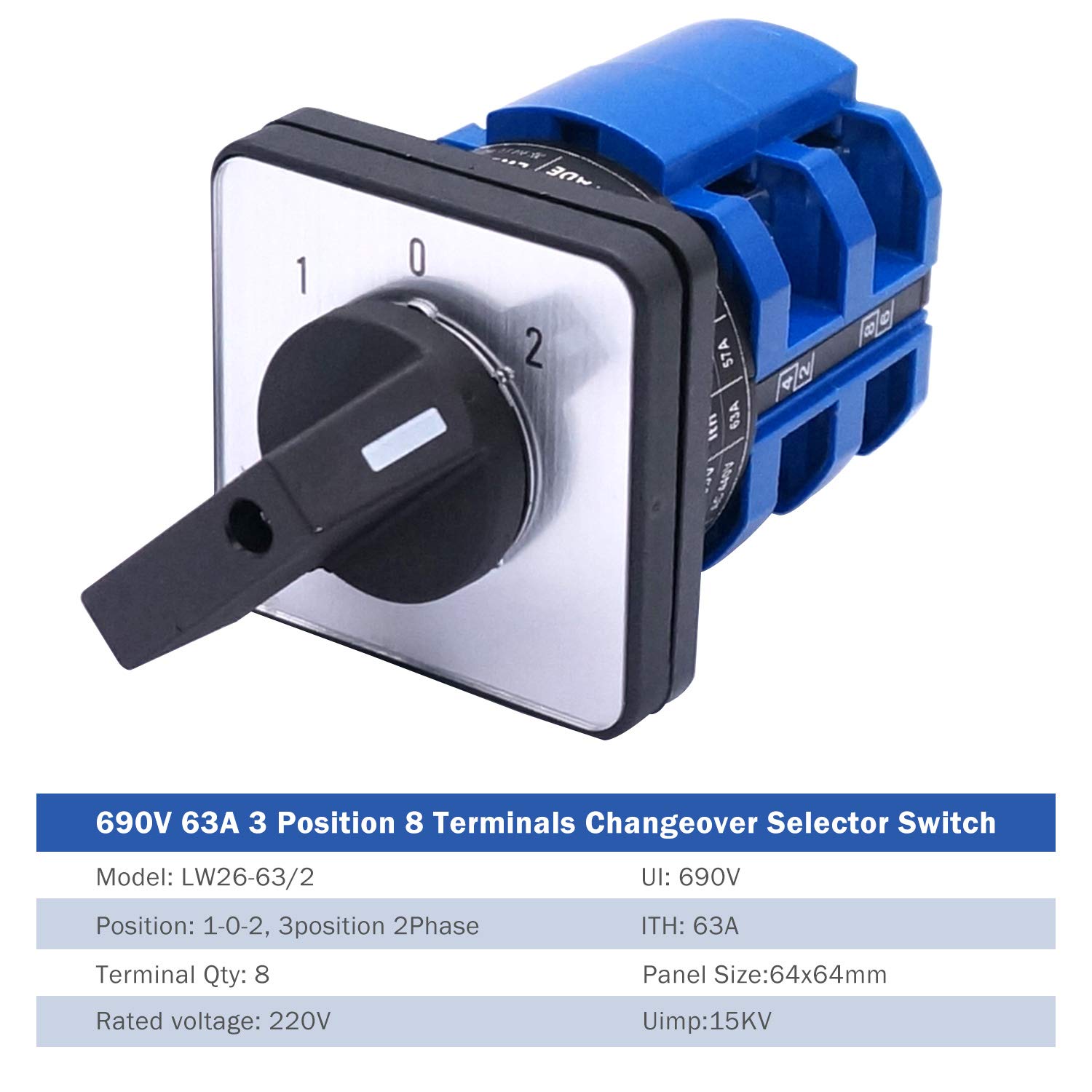 Snapklik.com : Universal Changeover Switch 63A 690V 3 Position 8 ...