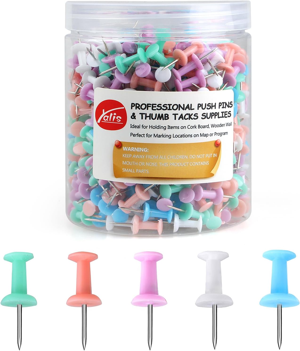 Amazon.com : Amazon Basics Push Pins Tacks, Assorted Colors, Steel ...