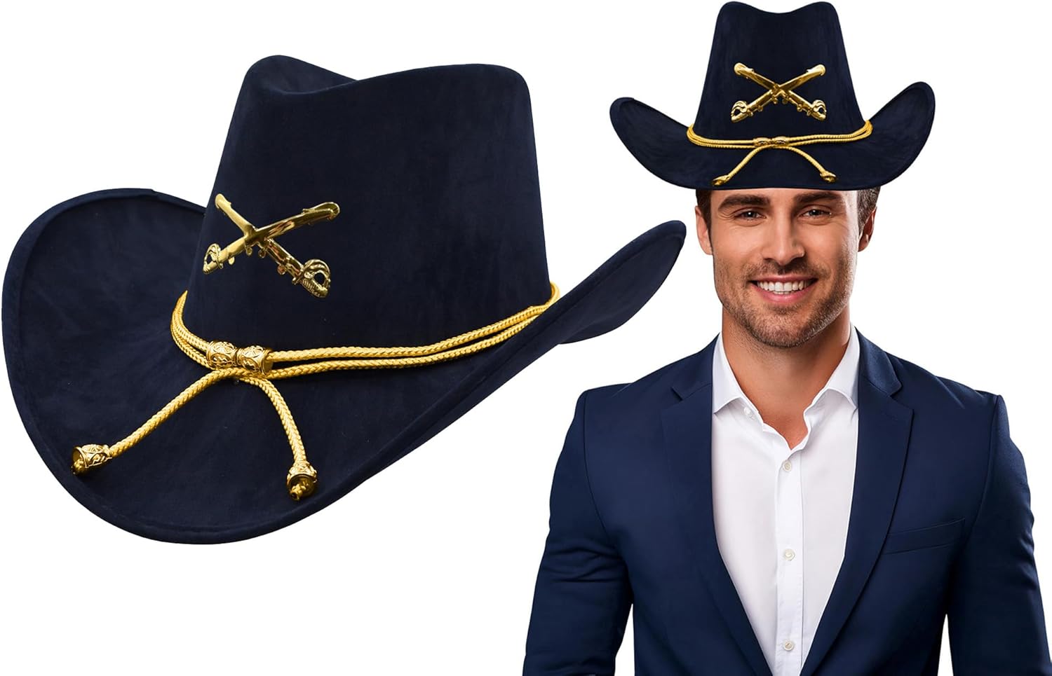 Nicky Bigs Novelties Mens Civil War Officer Cavalry Cowboy Western Hat ...