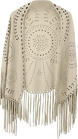 Amazon.com: Western Shawl Fashion Women's Faux Suede Laser Cut Triangle ...