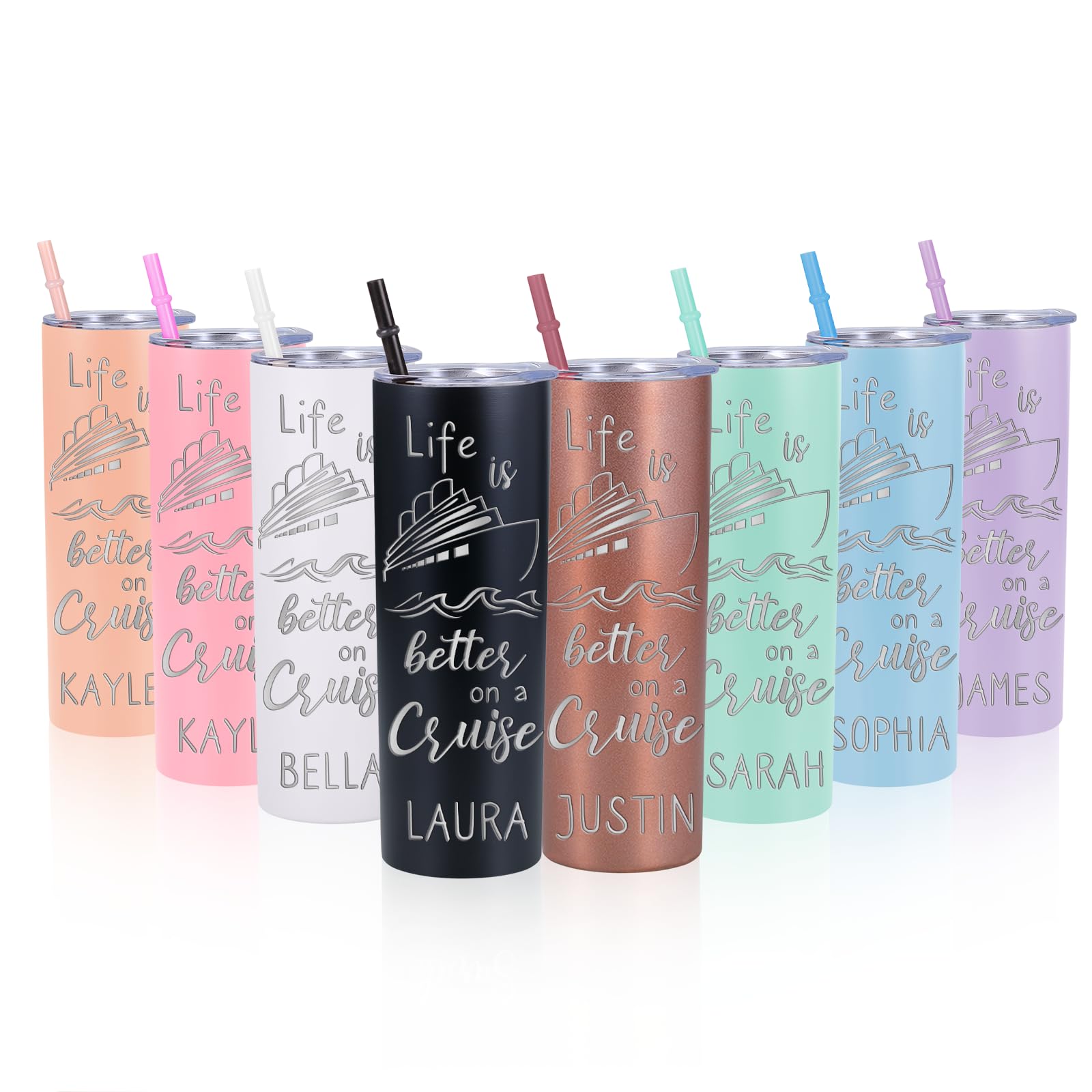 Amazon.com | Personalized Vacation Tumbler - Stainless Steel Laser ...