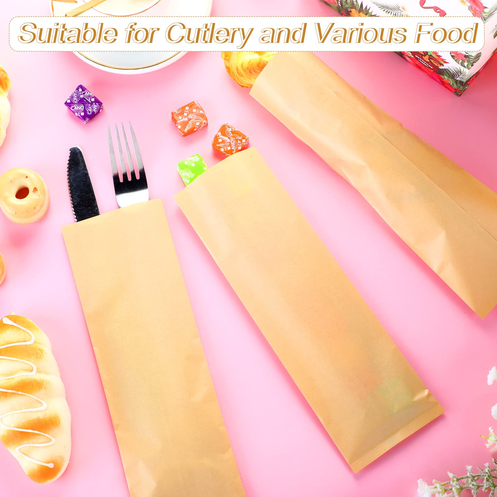 Snapklik.com : 200 Pcs Kraft Paper Bags Kraft Churro Bags Grease ...