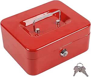 Ashley - Metal Cash Box - 20.5cm - Red : Amazon.co.uk: Stationery ...