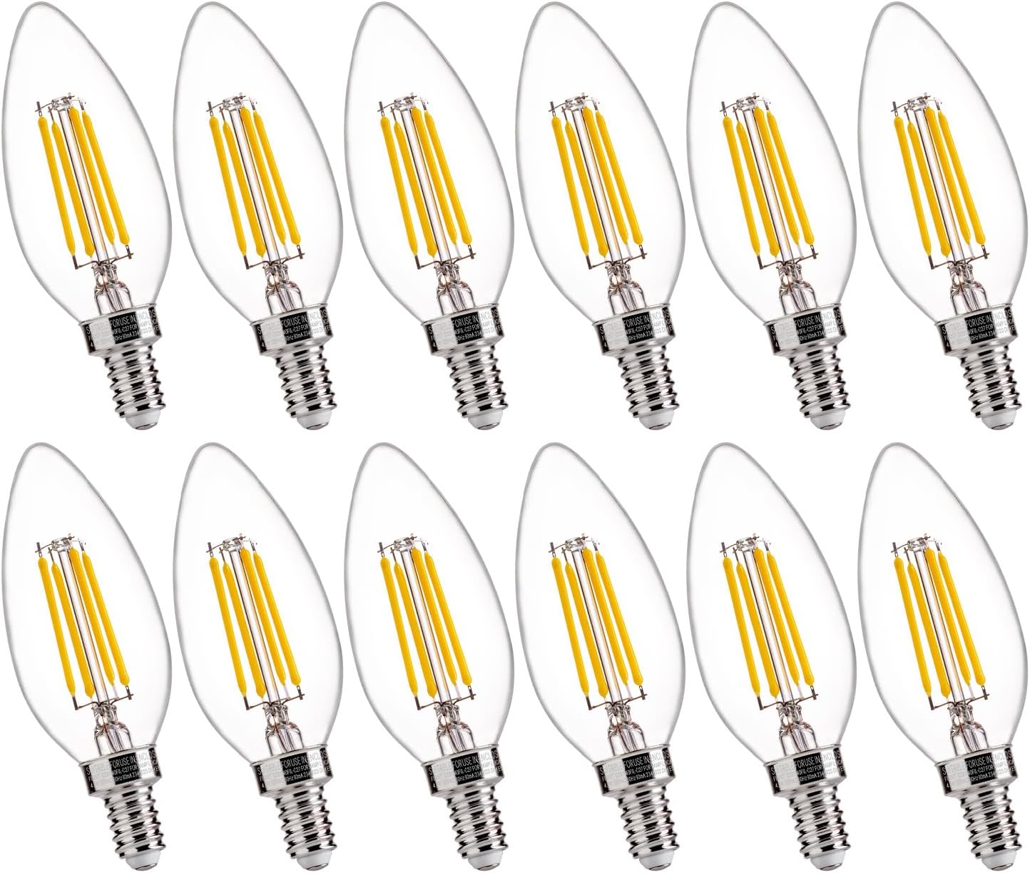 Amazon.com: FLSNT 60W Equivalent LED Chandelier Light Bulbs, Dimmable LED B11 E12 Candelabra ...