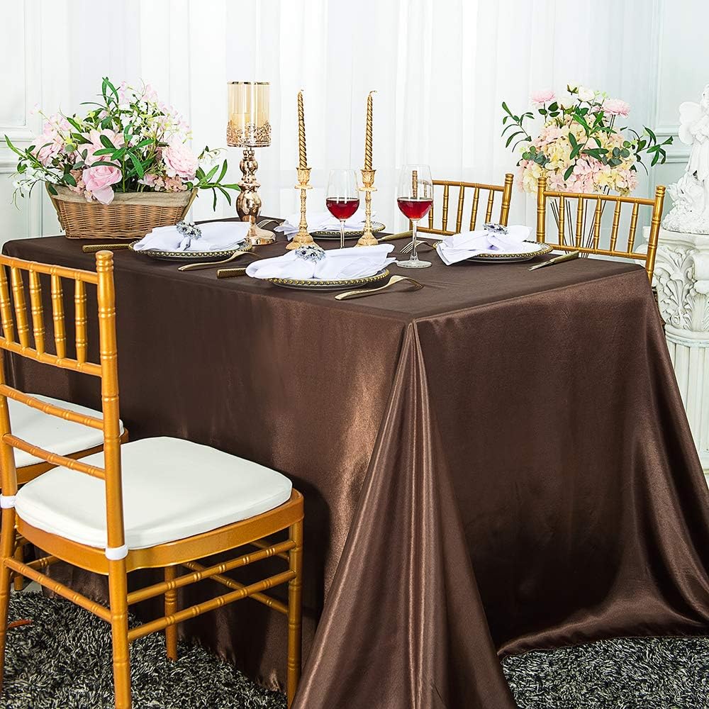 Amazon.com: Wedding Linens Inc. 90" x 132" Rectangular Seamless Satin ...