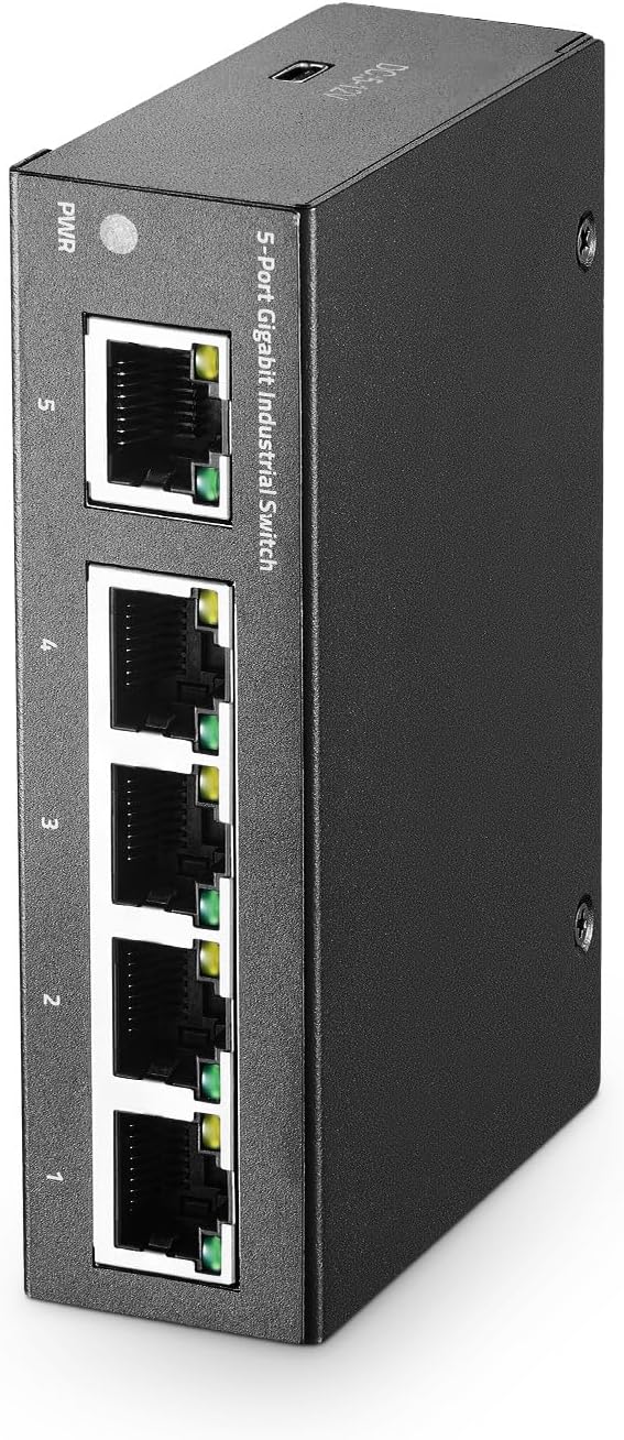 Amazon.com: MokerLink 5 Port Gigabit Industrial DIN-Rail Ethernet ...