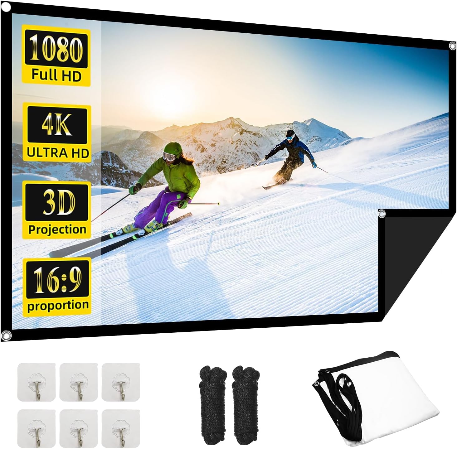 Amazon.com: 60 Inch Projector Screen, OKEDUO 4K 16:9 HD Portable ...