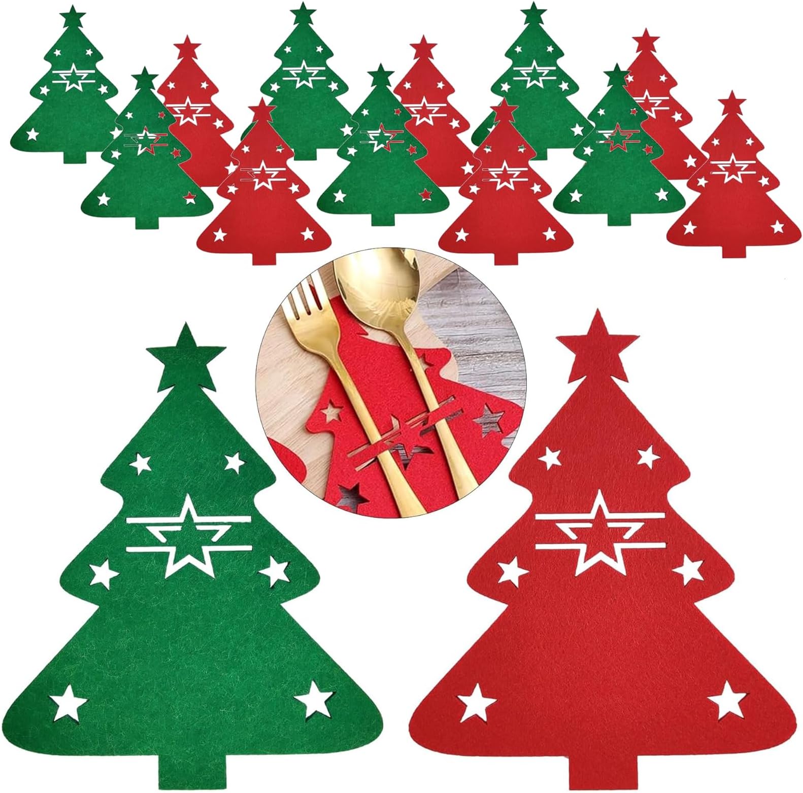 Amazon.com - 12pcs Red, 2025 New Christmas Tree Cutlery, Felt Fork ...