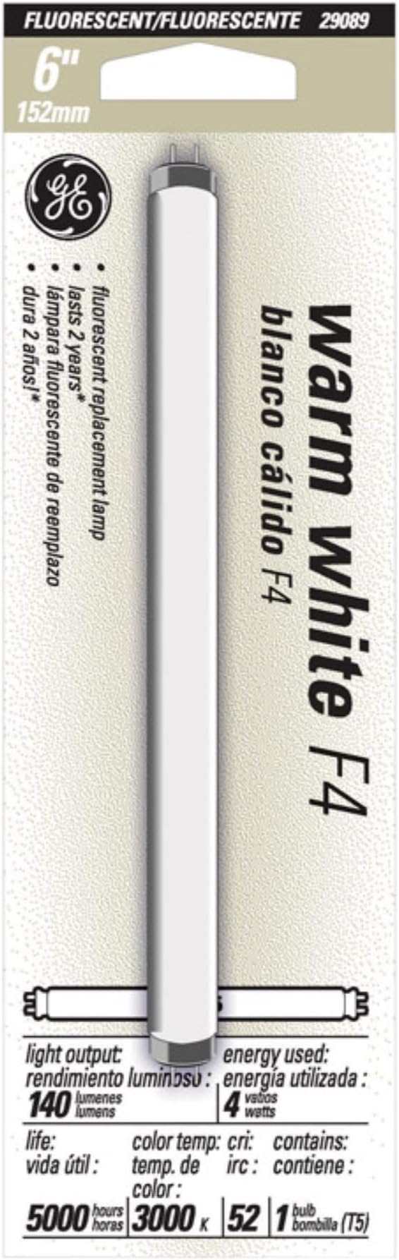 Ge 4w Warm White 6" Fluorescent Light Bulb F4T5/WW/CD - Fluorescent ...