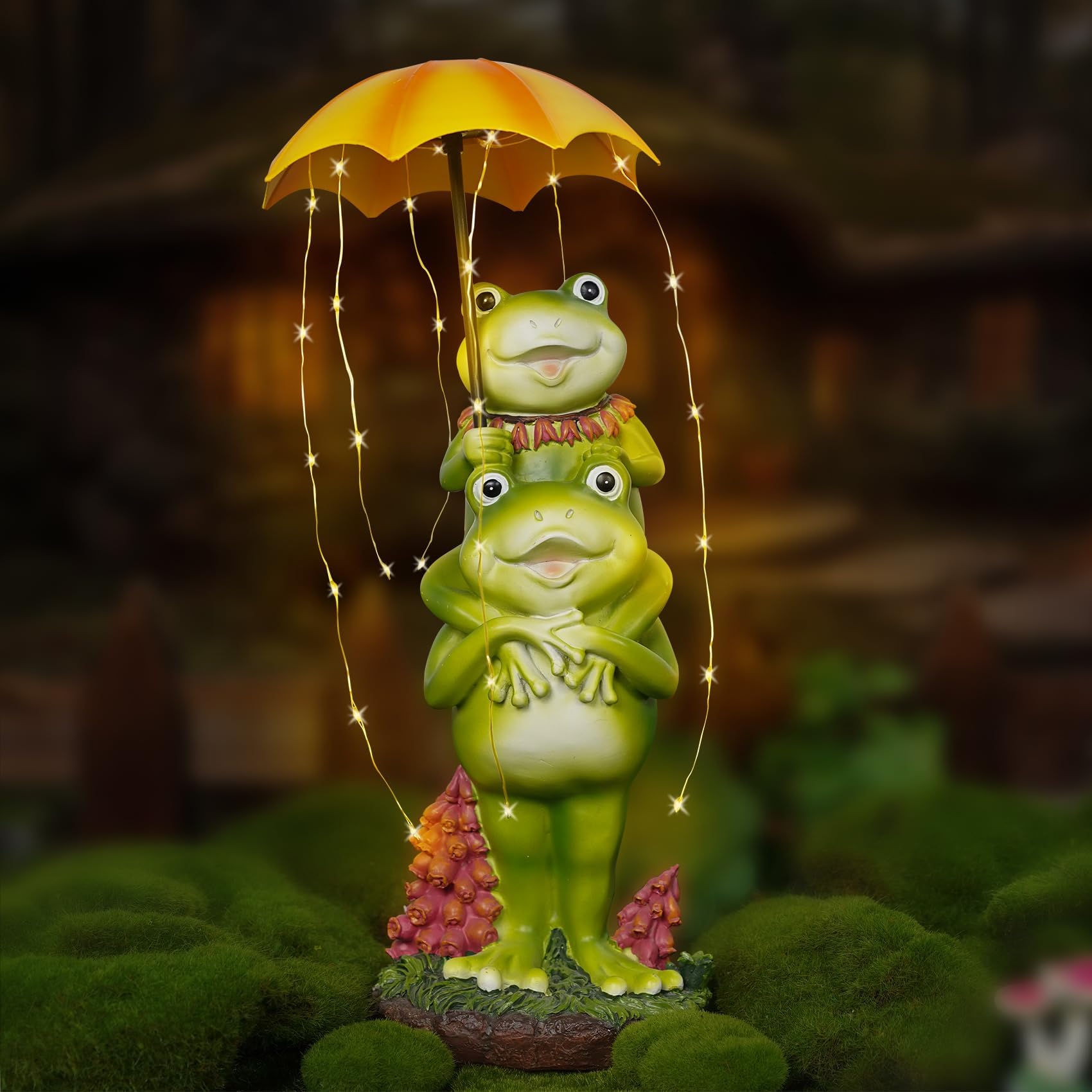 Bo Toys Solar Powered Frog with 2 Birds Outdoor LED Garden Light Decor ...