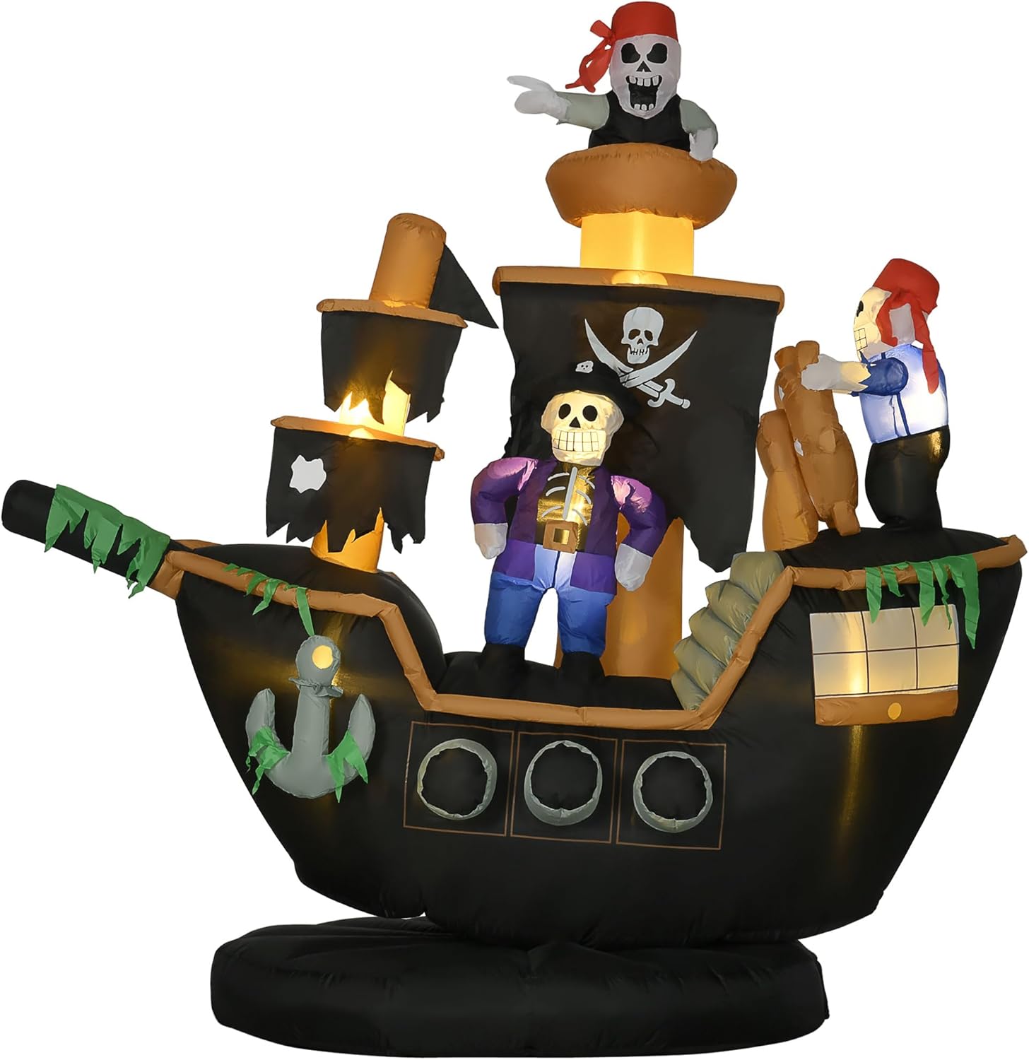 Amazon.com: HOMCOM 7ft Halloween Inflatables, Skeleton Pirate Ship ...