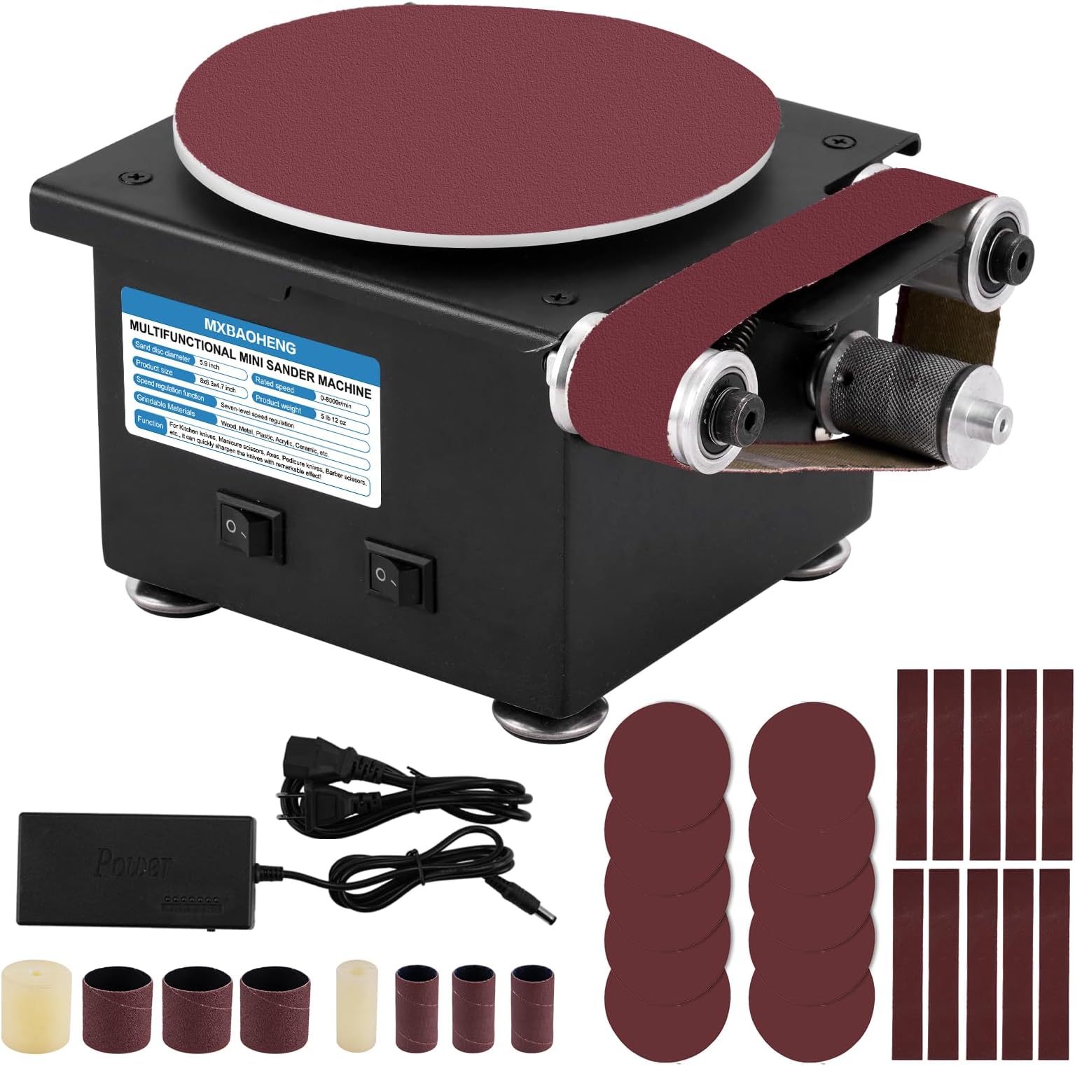 Mini Belt Disc Sander, 6-Inch Sanding Disc and 1.2 x 15-Inch Sanding ...