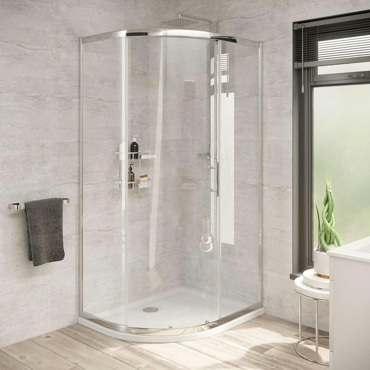 Orchard 6mm Offset Left Handed Quadrant Shower Enclosure Pack with Anti ...