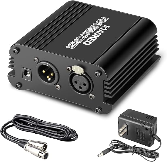 Amazon.com: Aokeo 1-Channel 48V Phantom Power Supply with Adapter ...
