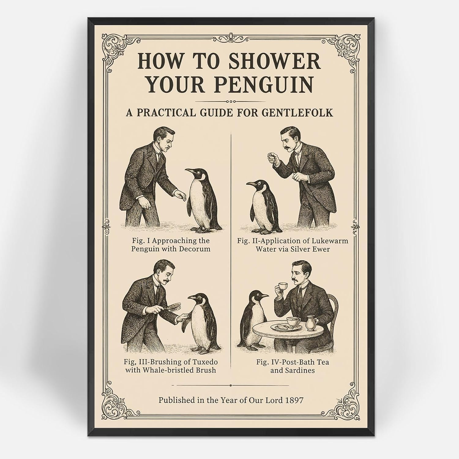 Amazon.com: Retro Victorian Style Quirky Penguin Wall Art Funny Penguin ...