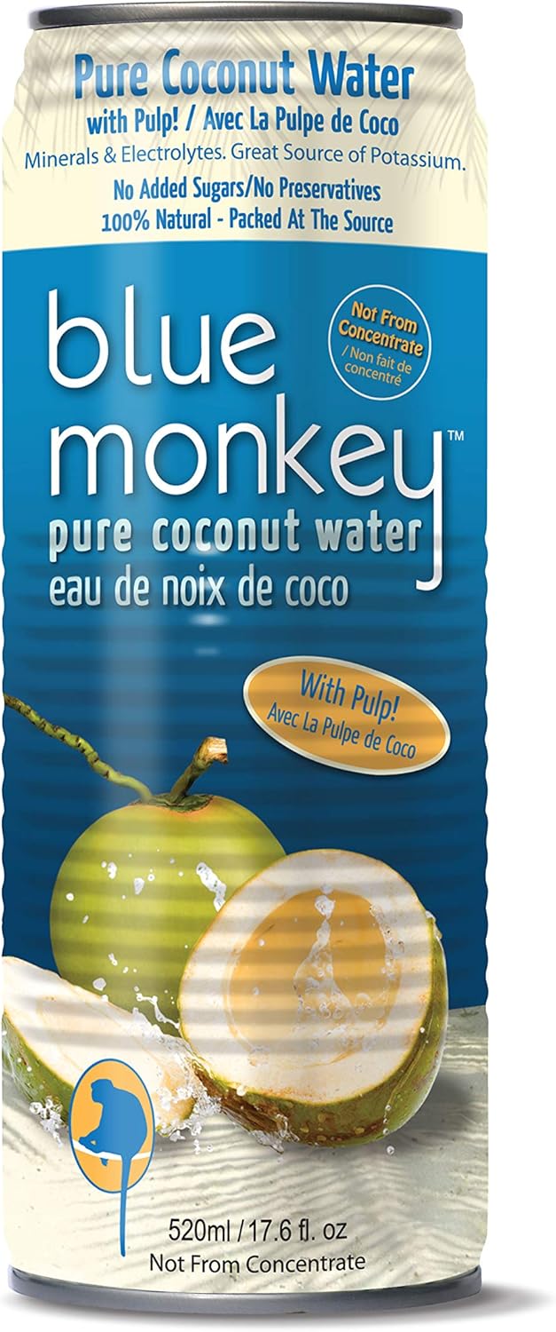 Blue Monkey 100% Coconut Water with Pulp NFC (12pk), 12 Count : Amazon ...