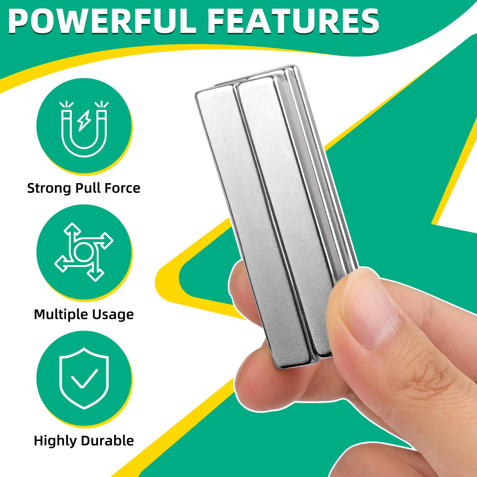 Snapklik.com : Junarter 6 Pack Bar Magnets, 60x10x5mm Thin Magnet Bar ...