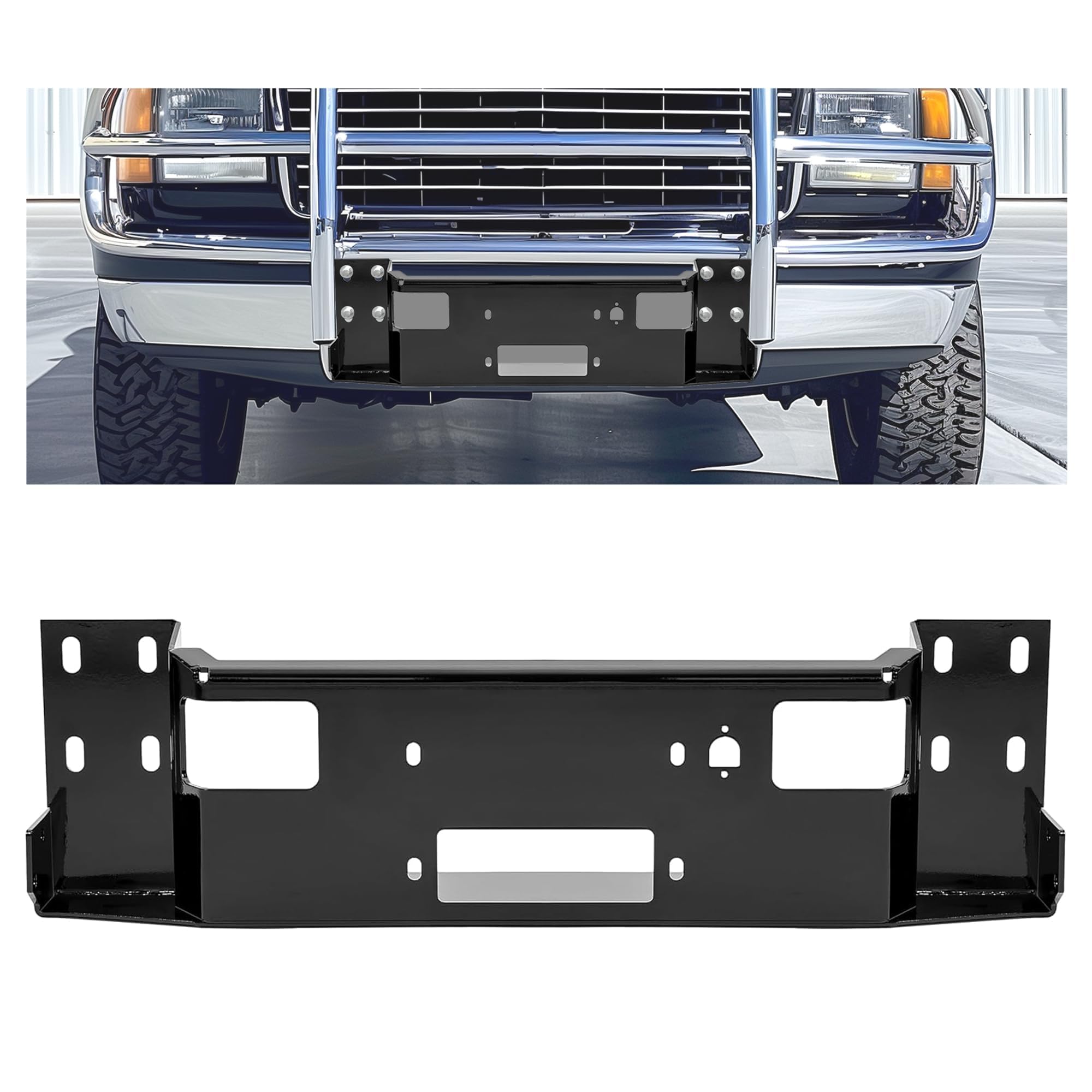 Amazon.com: KUAFU Universal Front Hidden Bumper Winch Mount Plate Steel ...