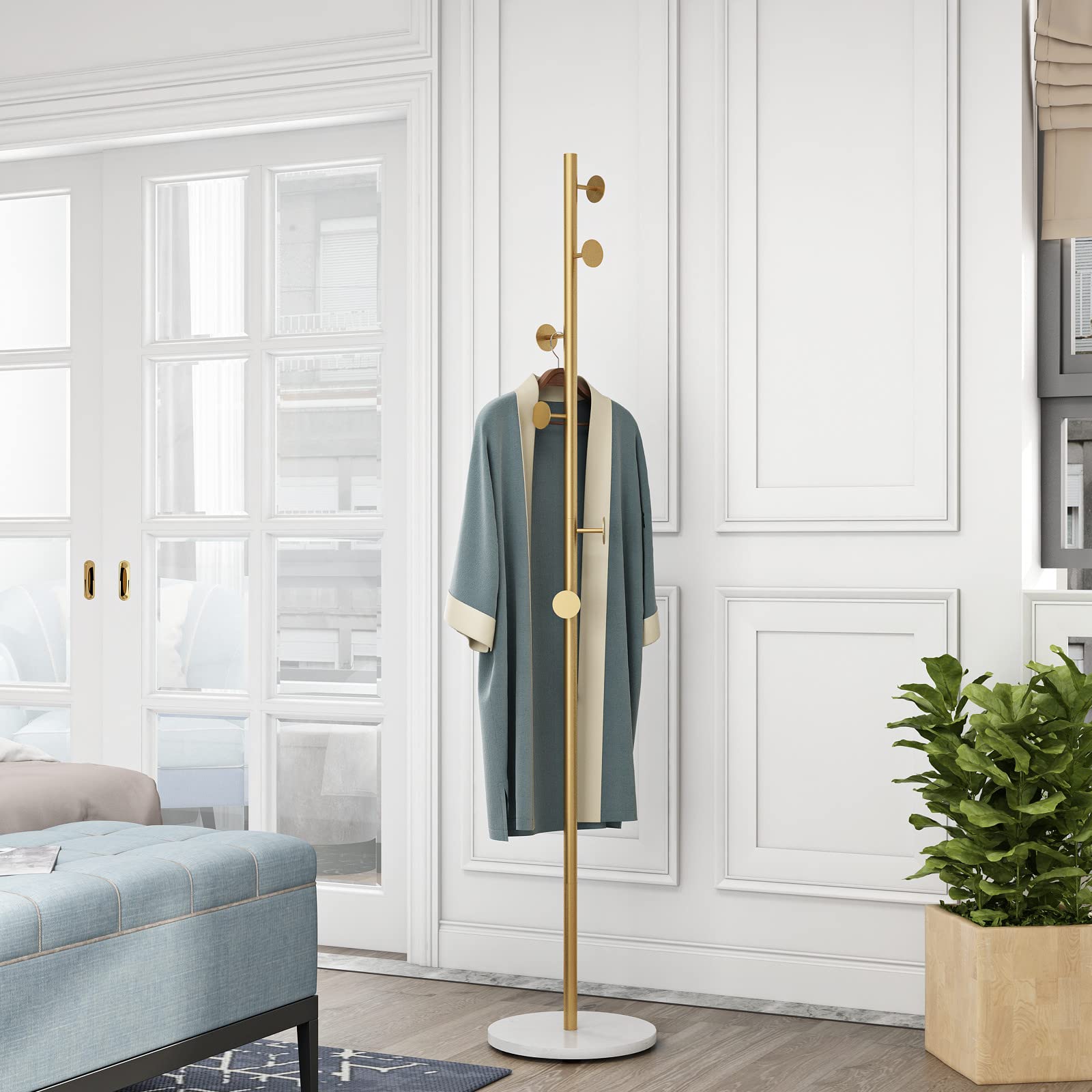 DOORXIFO Gold Coat Racks, Metal Coat Rack Freestanding with Hooks ...