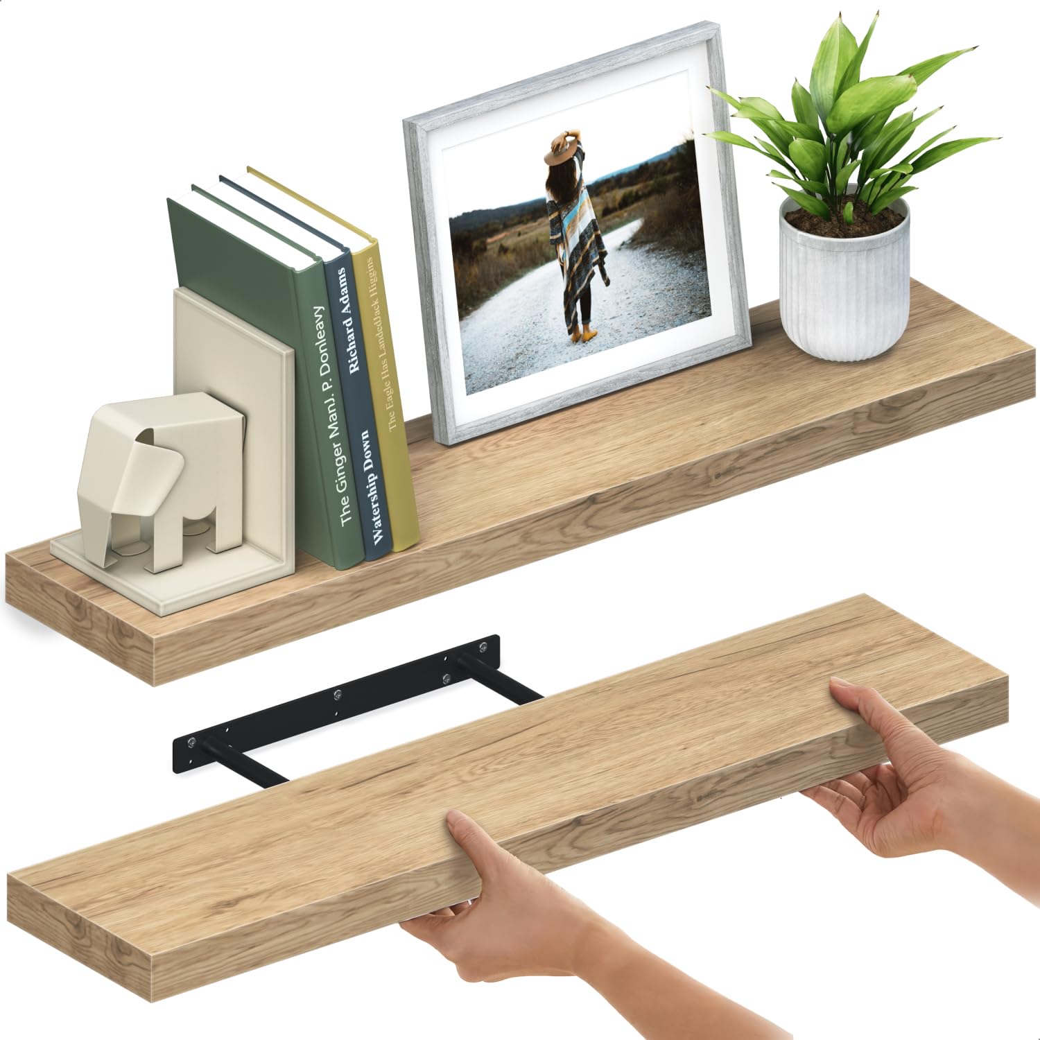 Ballucci 36" Floating Shelves 8" Deep, 2-Pack 3 ft Wood Wall Mount ...