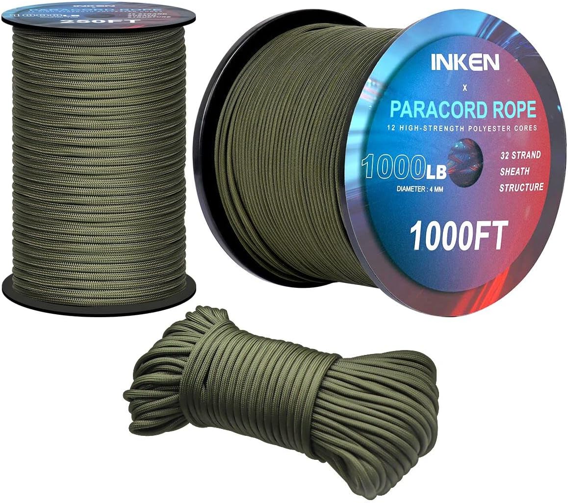 Amazon.com: INKEN 1000 lb Paracord, Paracord Rope with 12 Inner Triple ...