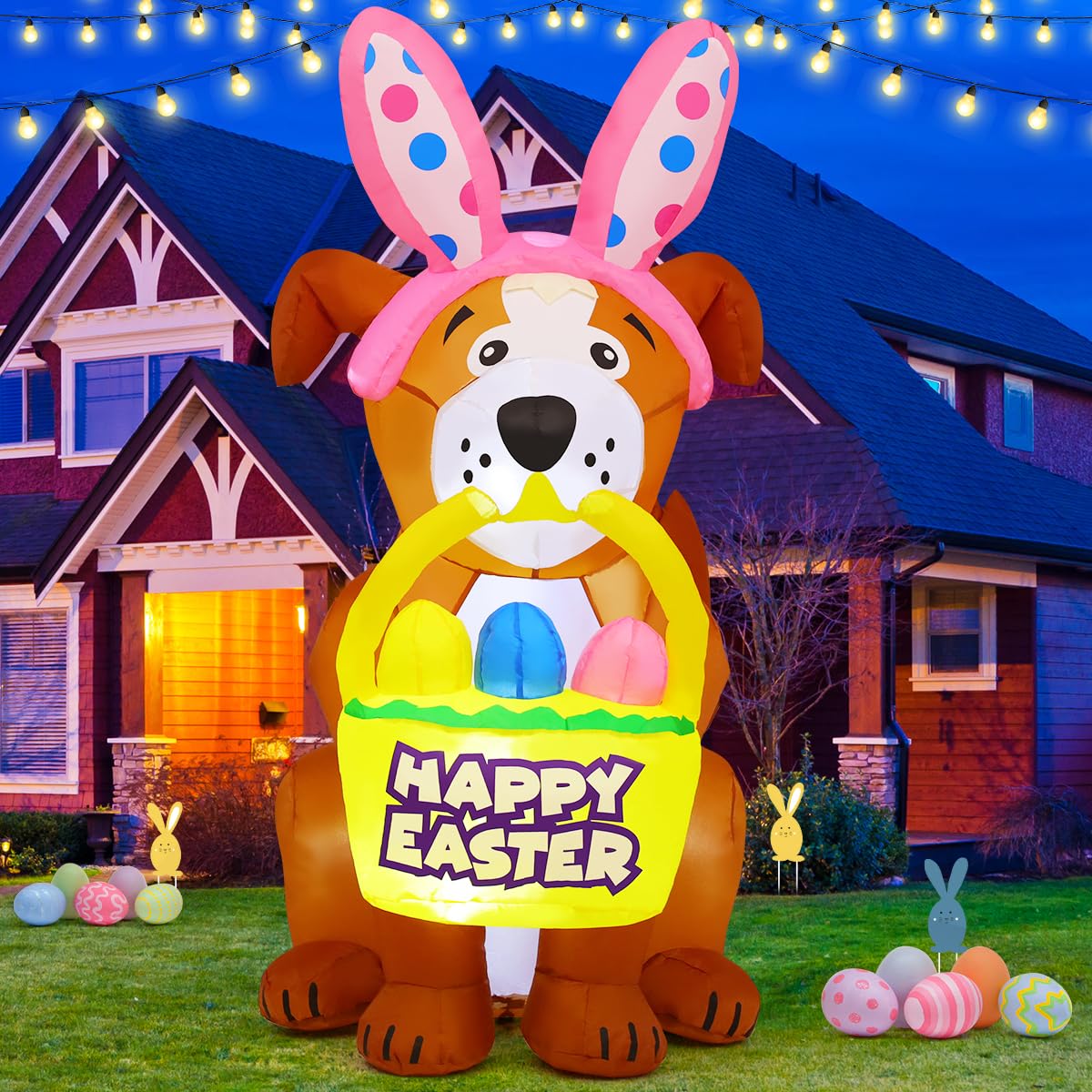 Snapklik.com : GOOSH 5.2 FT Easter Inflatables Dog Outdoor Decorations ...