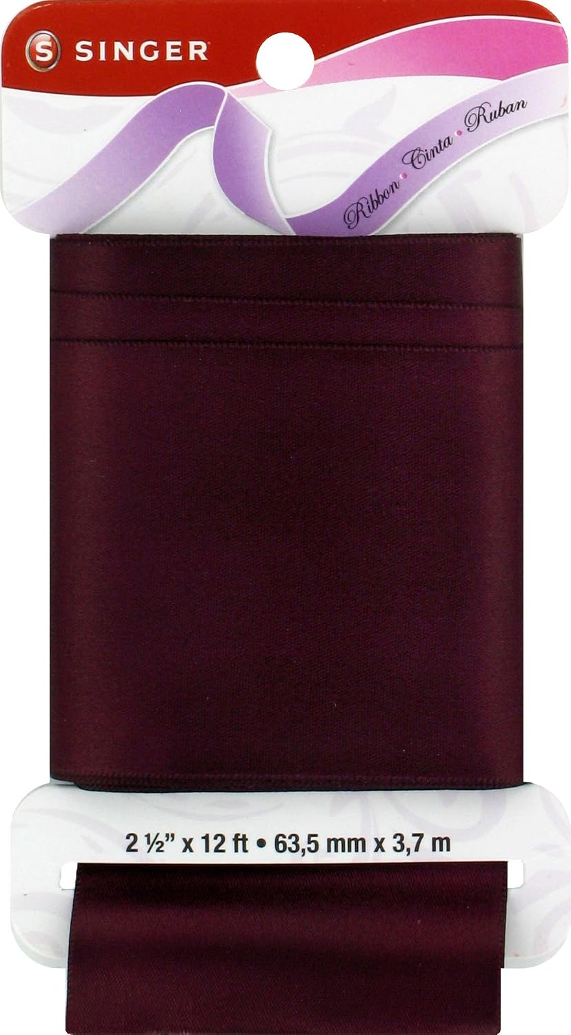Amazon.com: SINGER Solid Satin Ribbon, 2-1/2-Inch 12-Feet, Eggplant ...