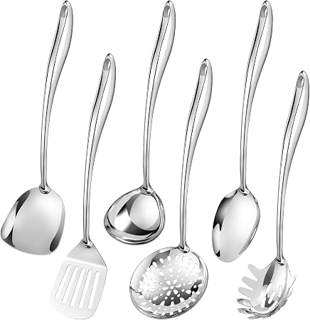 Kitchen Utensil Set, 304 Stainless Steel 6 Pcs Cooking Utensils Set ...