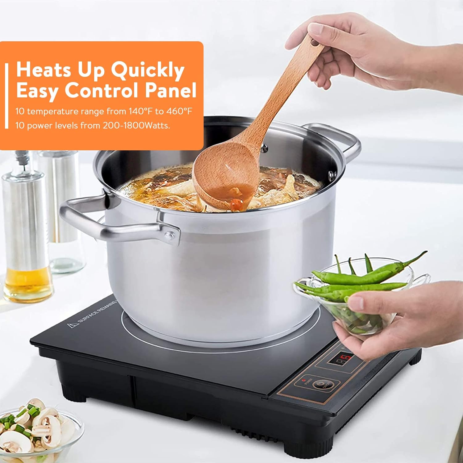 Single Induction Cooktop Electric – Portable Countertop Burner with ...