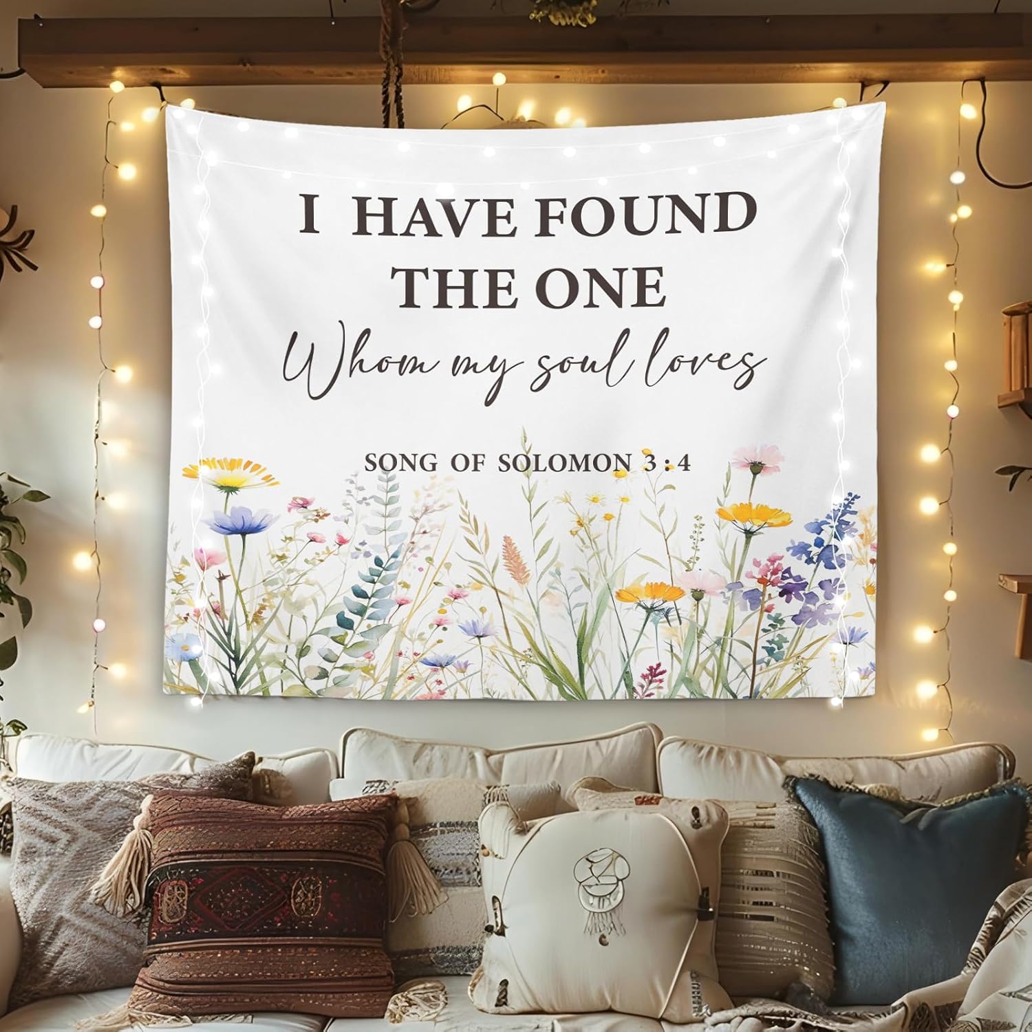 Amazon.com: OXW Floral Christian Tapestry Wall Hanging, Spiritual Decor ...