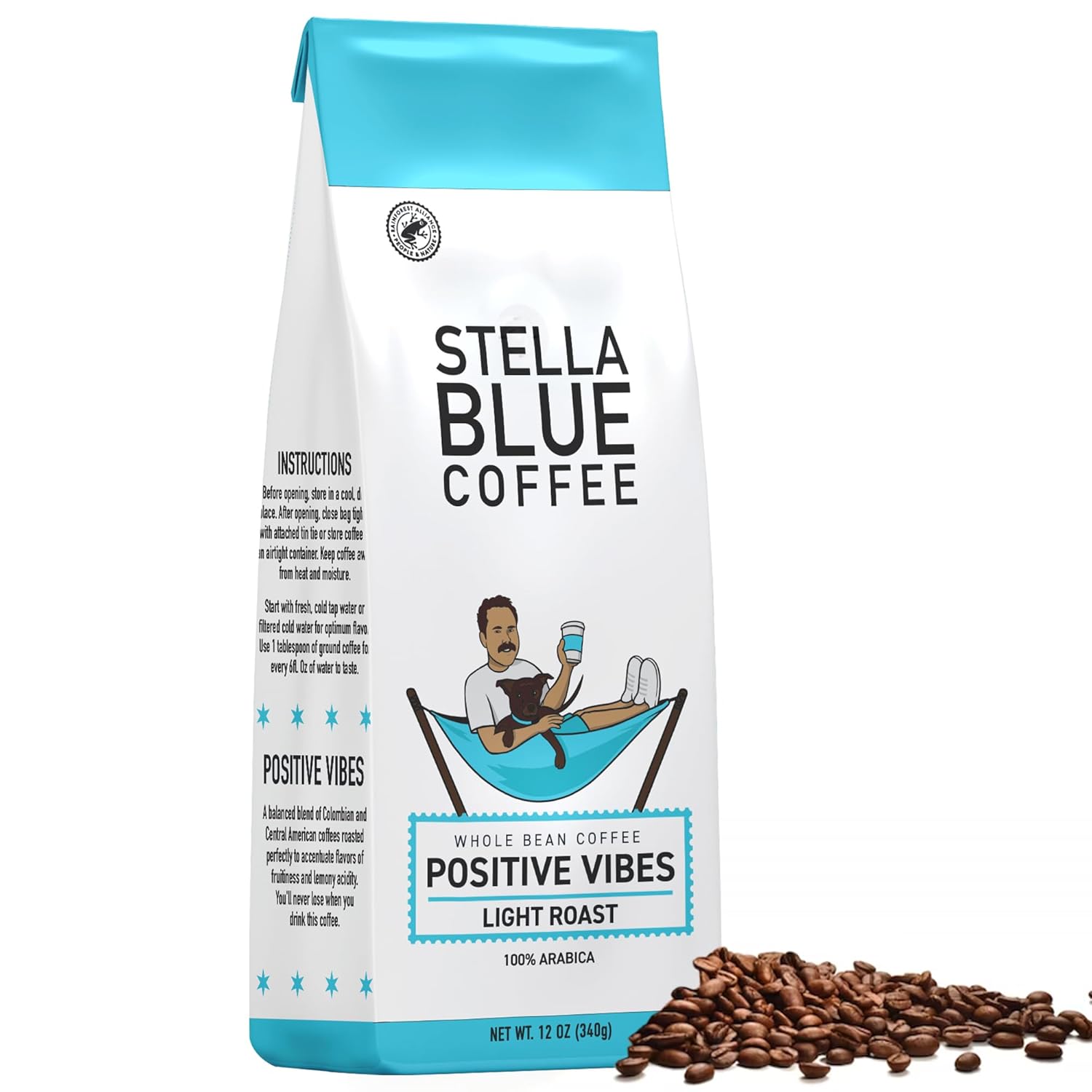 Stella Blue Café en grano entero vibraciones positivas tostado ligero ...