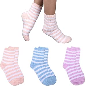 Amazon.com : 3 Pairs Aloe Socks, Aloe Infused Socks for Women, Fuzzy ...