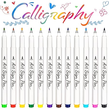 12 Colors Calligraphy Pens for Writing, Handwriting Pens Sign Brush ...