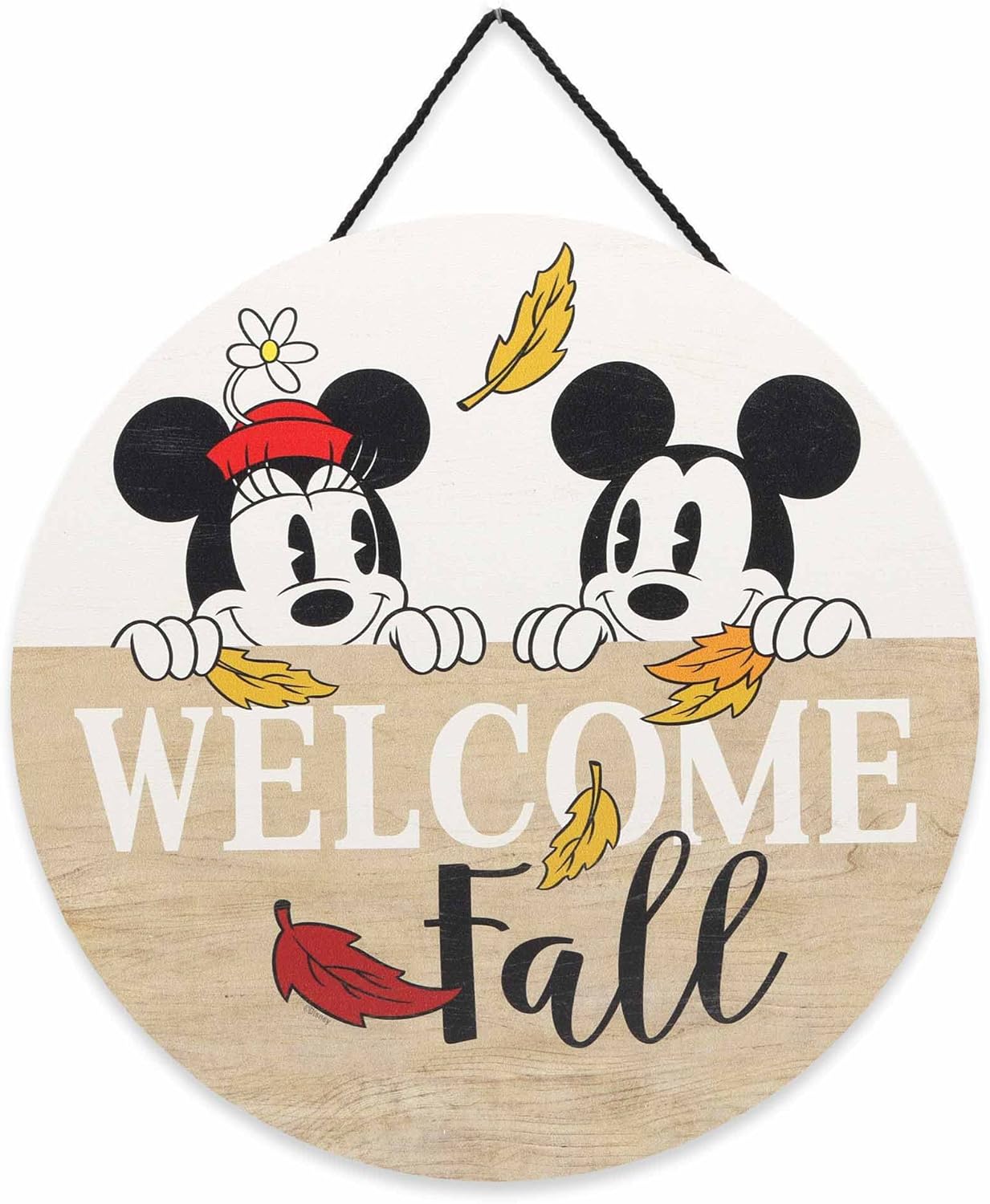 Amazon.com: Disney Mickey Mouse and Minnie Welcome Fall Round Hanging ...