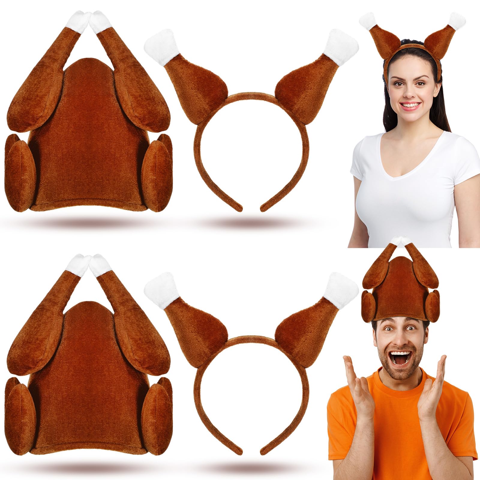 Amazon.com: Geyoga 4 Pcs Thanksgiving Roasted Turkey Hat and Turkey ...