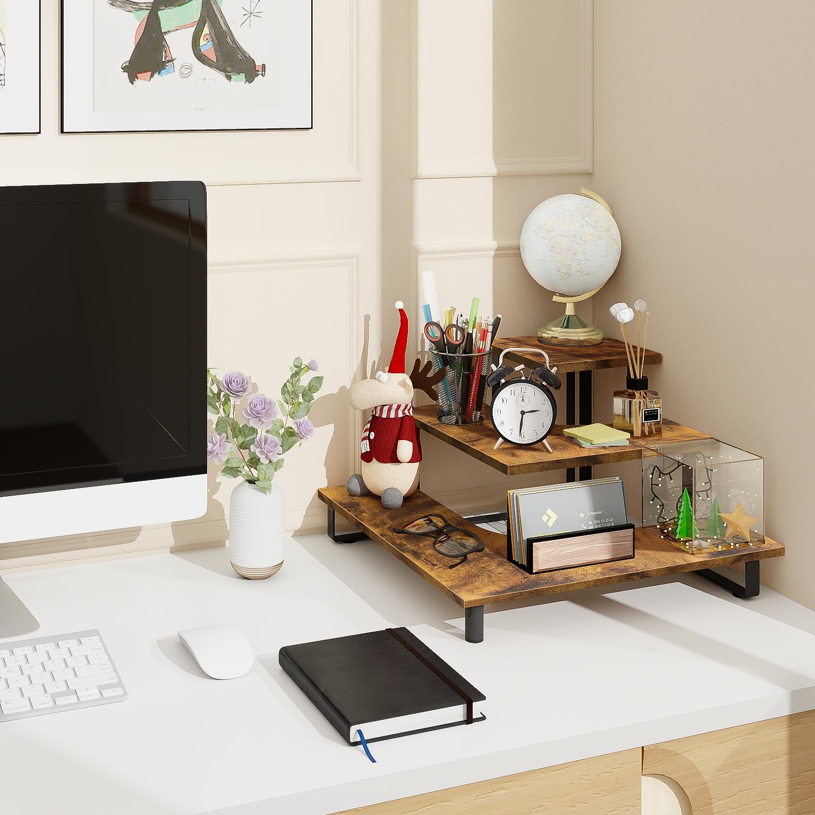 ELITEROO 3 Tier Wooden Retail Display Shelves, Portable Display Rack ...