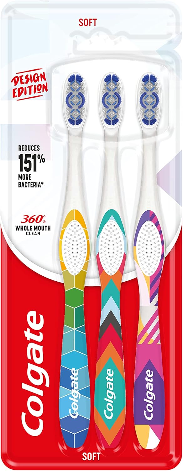 Colgate 360 Whole Mouth Clean Design Edition Toothbrush | Soft Bristle ...