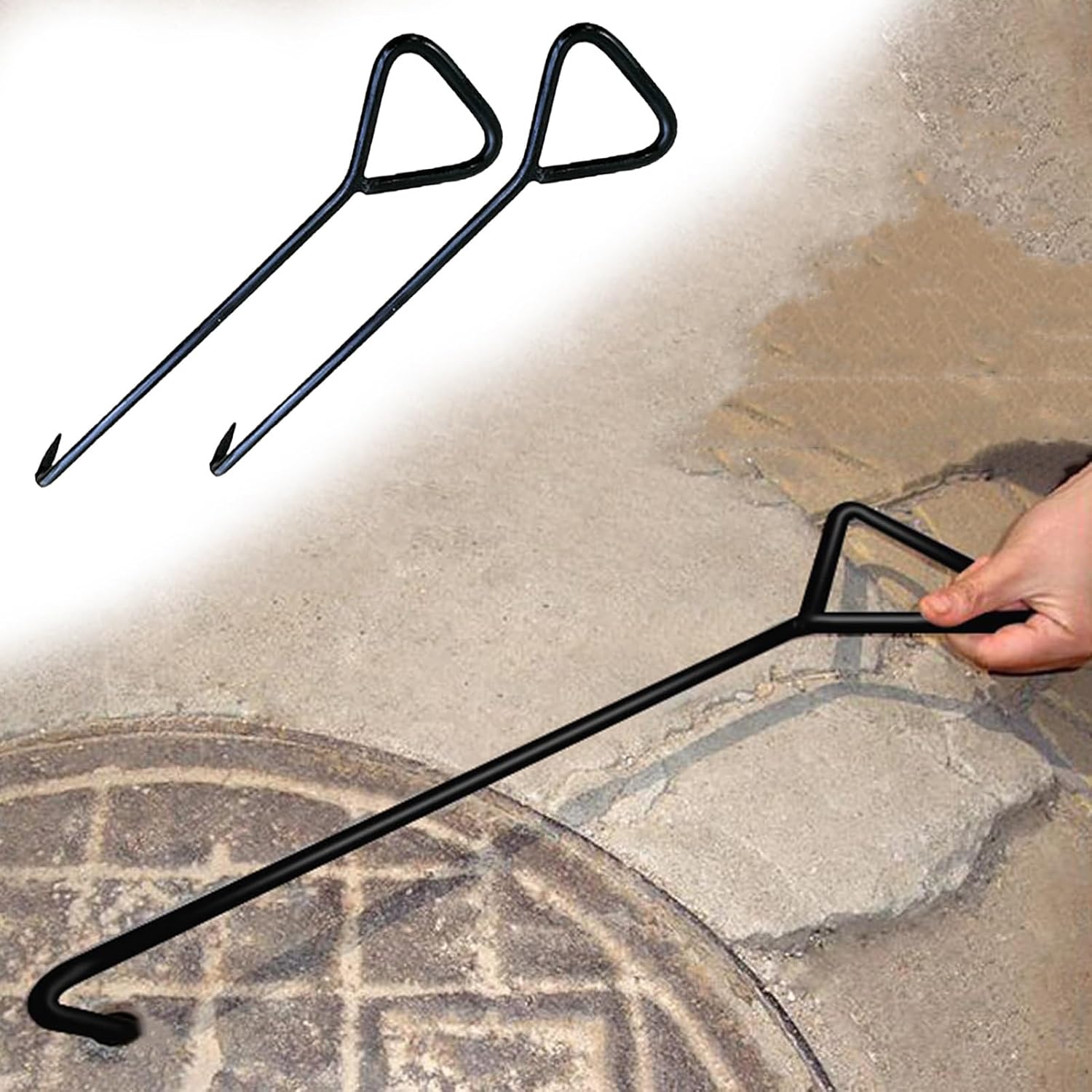 Amazon.com: ZIMGOD Set of 2 Manhole Lifting Keys Metal, Black Sewer ...