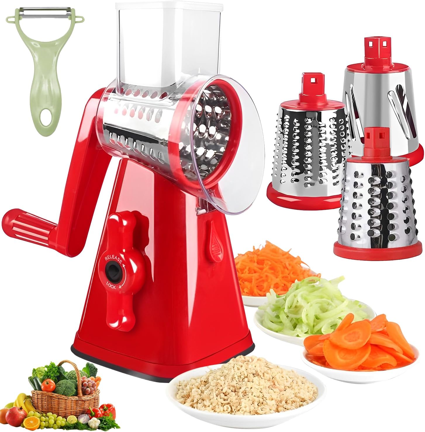 Cortadora De Verduras De Cocina 4 En 1, Cortadora De Verduras, Con 3 ...