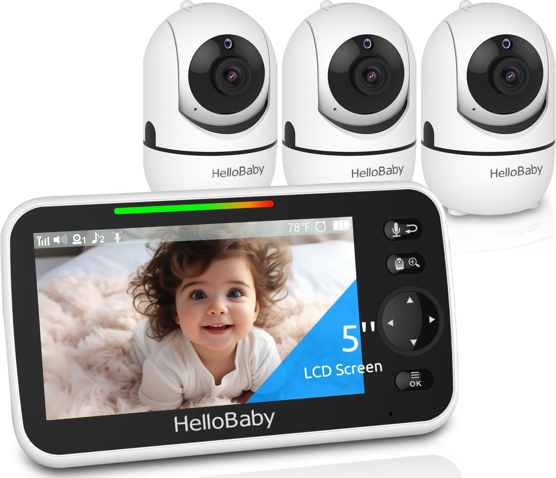 Amazon.com: Blemil Baby Monitor with 2 Cameras and Audio, 4.3'' IPS ...