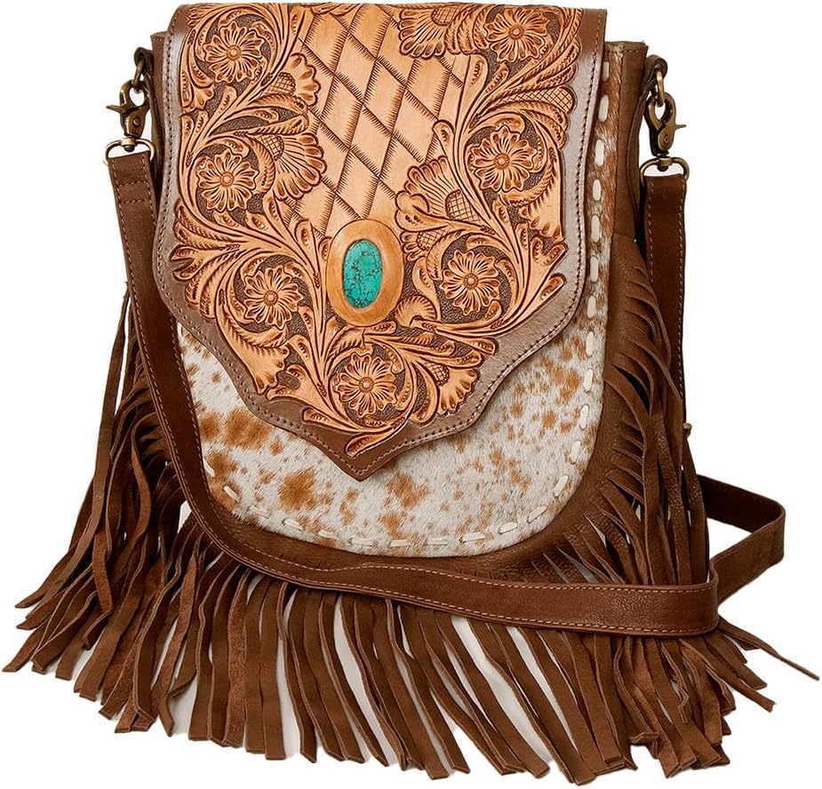 American Darling ADBGK135C Large Crossbody Hand Tooled Hair-On Genuine ...