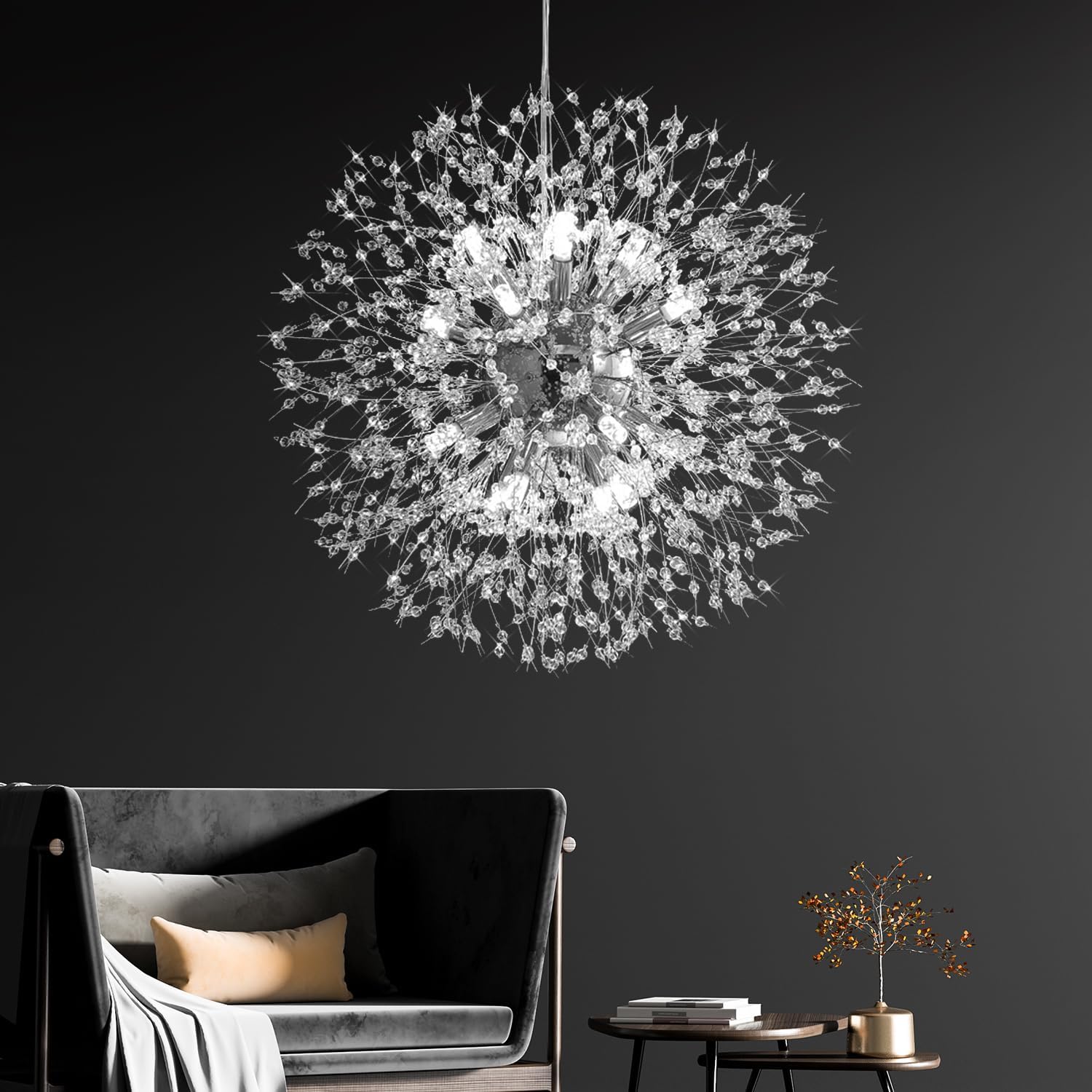 JUHOM Dandelion Firework Chandelier Modern Crystal Pendant Lights ...