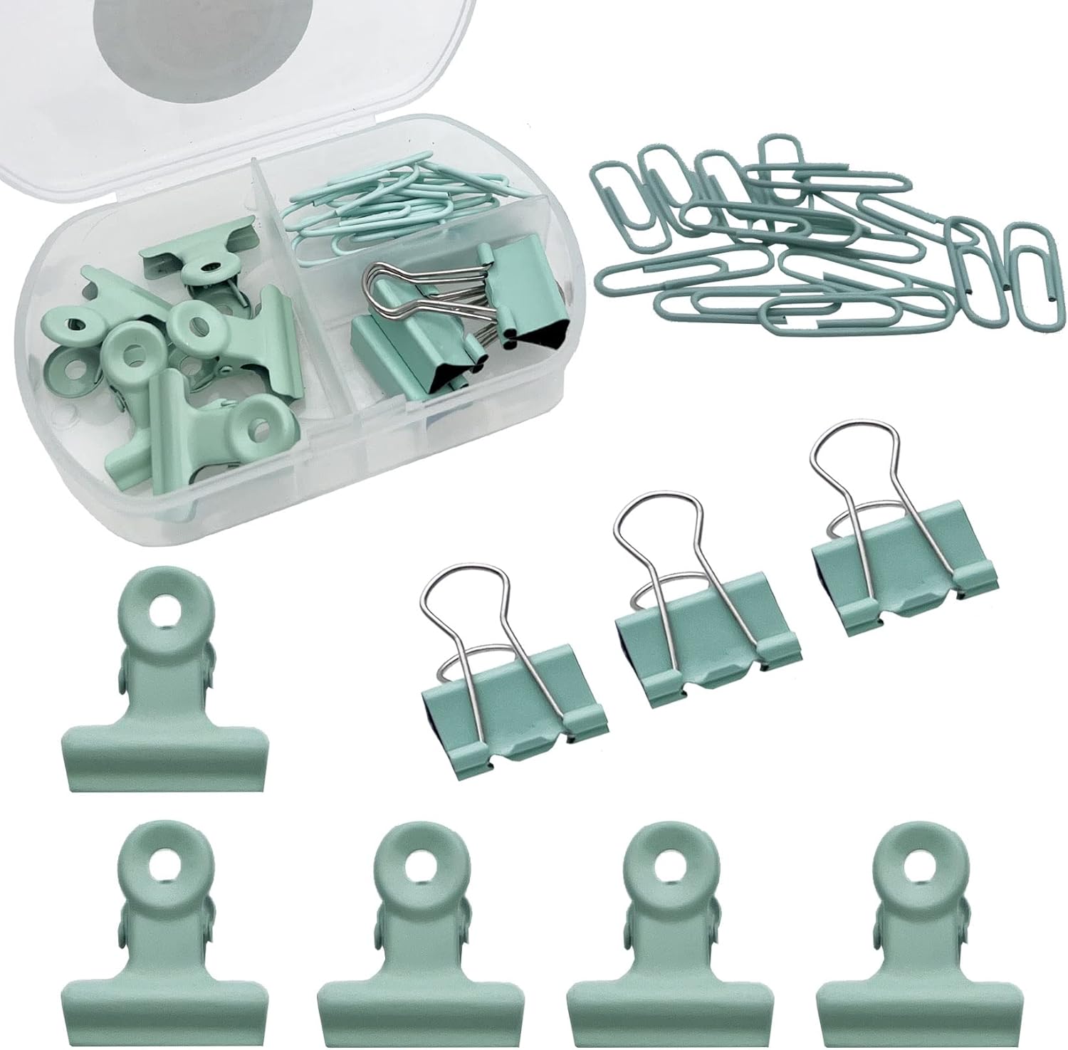 14 Paper Clips 5 Binder Clips 3 Foldback Clips, Small Assorted Metal ...