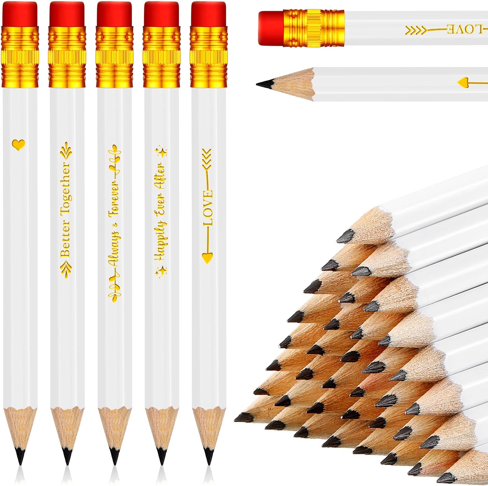 Amazon.com : Crtiin 100 Pcs Wedding Pencils for Bridal Shower 4 Inch ...