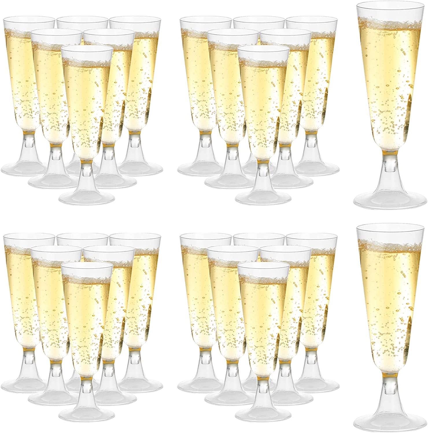 100 Pcs Plastic Champagne Flutes, Disposable Clear Champagne Glasses ...
