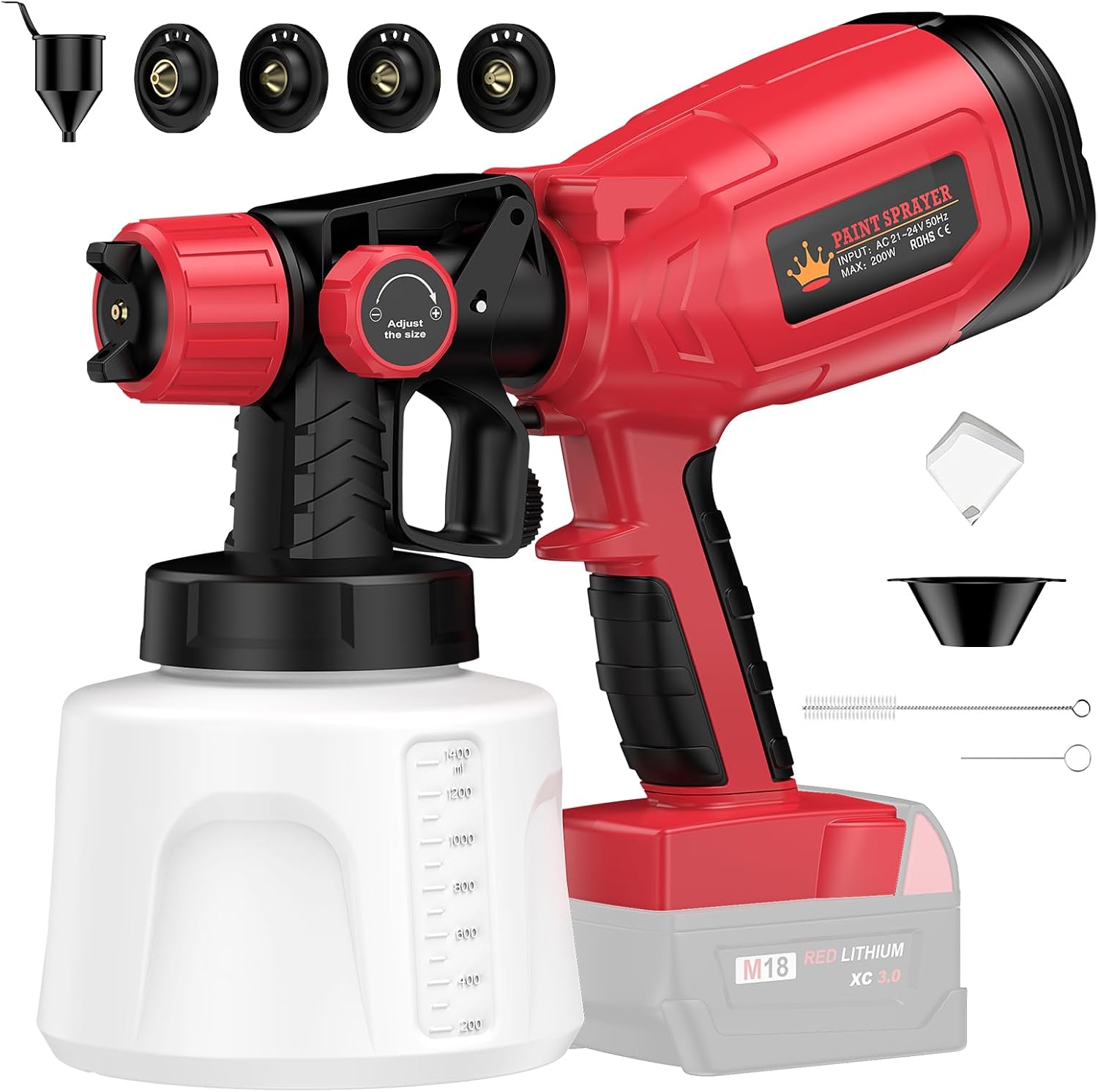 Cordless Paint Sprayer for Milwaukee 18V Battery, 40000RPM High Speed ...