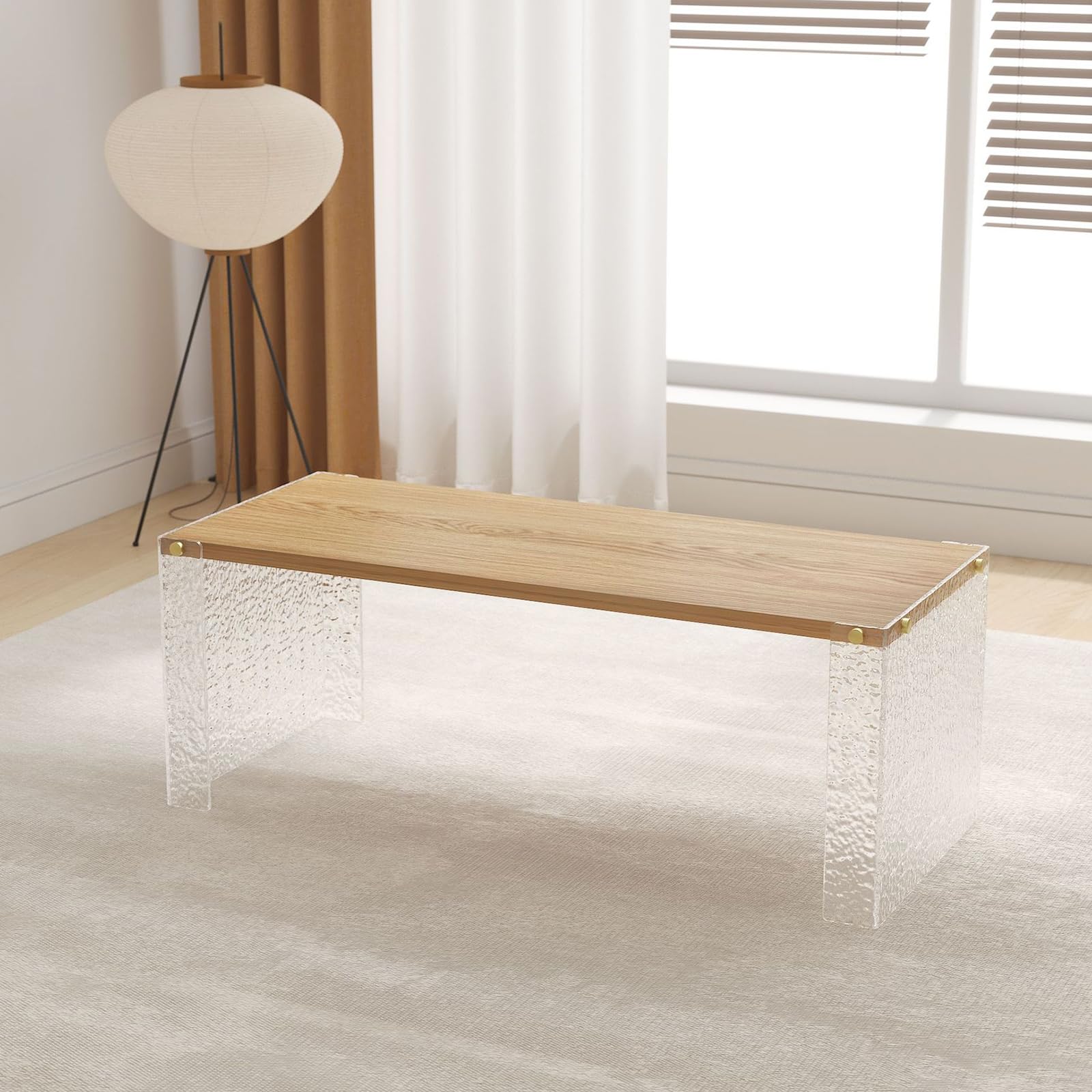 Amazon.com: JIXDILO Modern Acrylic Coffee Table, Small Wooden Coffee ...